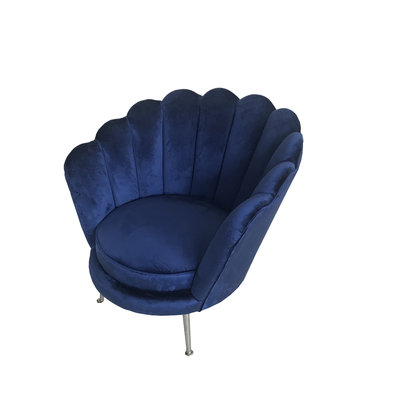 Upholstery 1-seater living room sofa blue velvet sofa with stainless steel leg, event wedding metal chair