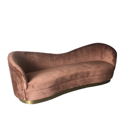 2018 new design gold metal base couch luxury fabric living room sofa ,3-seater velvet fabric sofa for sale