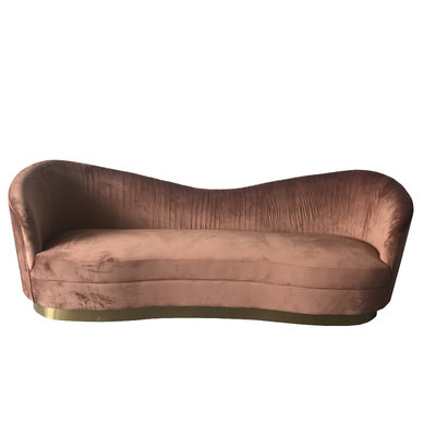 2018 new design gold metal base couch luxury fabric living room sofa ,3-seater velvet fabric sofa for sale