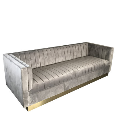 2018 new design gold metal base couch luxury fabric living room sofa ,3-seater velvet fabric sofa for sale