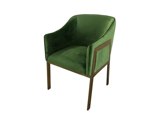 Green velvet gold metal base hot sale simple design luxury dining chair