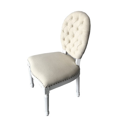 French Style new design classic white dining chair with linen fabric chair dining