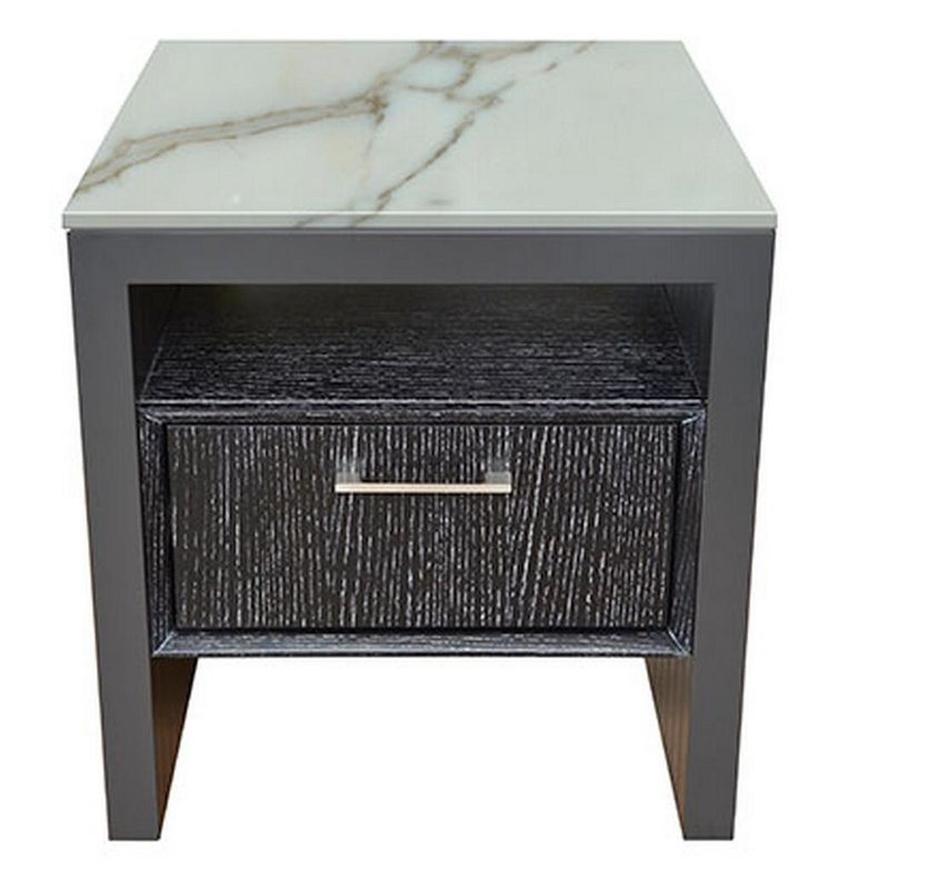 Stone top oak wood veneer night stand for high end hotel,hotel bedroom furniture,hotel bedside table