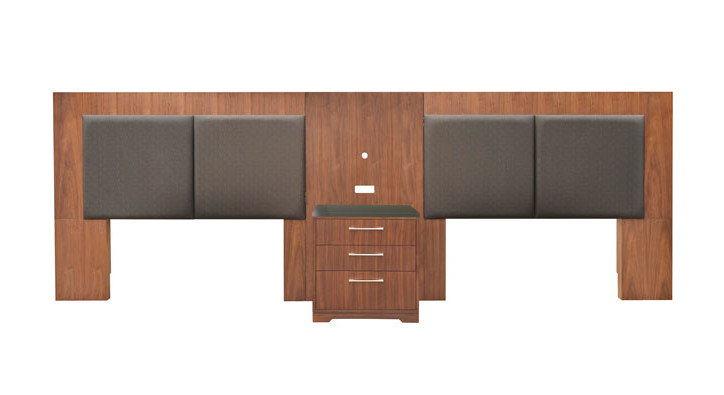 Walnut wood veneer upholstery king/queen size wooden headbaord for 5-star hotel bedroom furniture
