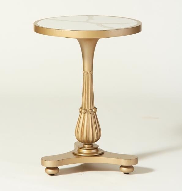 Stone top antique gold finish wooden side table/coffee table/end table for hotel bedroom furniture