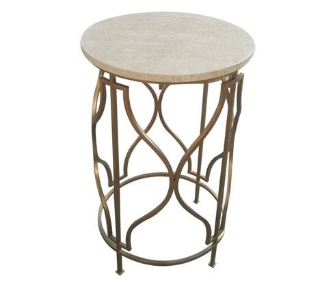 White Stone top with brass metal round side table/end table/coffee table for 5-star hotel bedroom