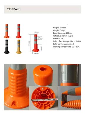 TPU WARNING POST DELINEATOR spring post Road Flexible Delineator traffic  Bollard