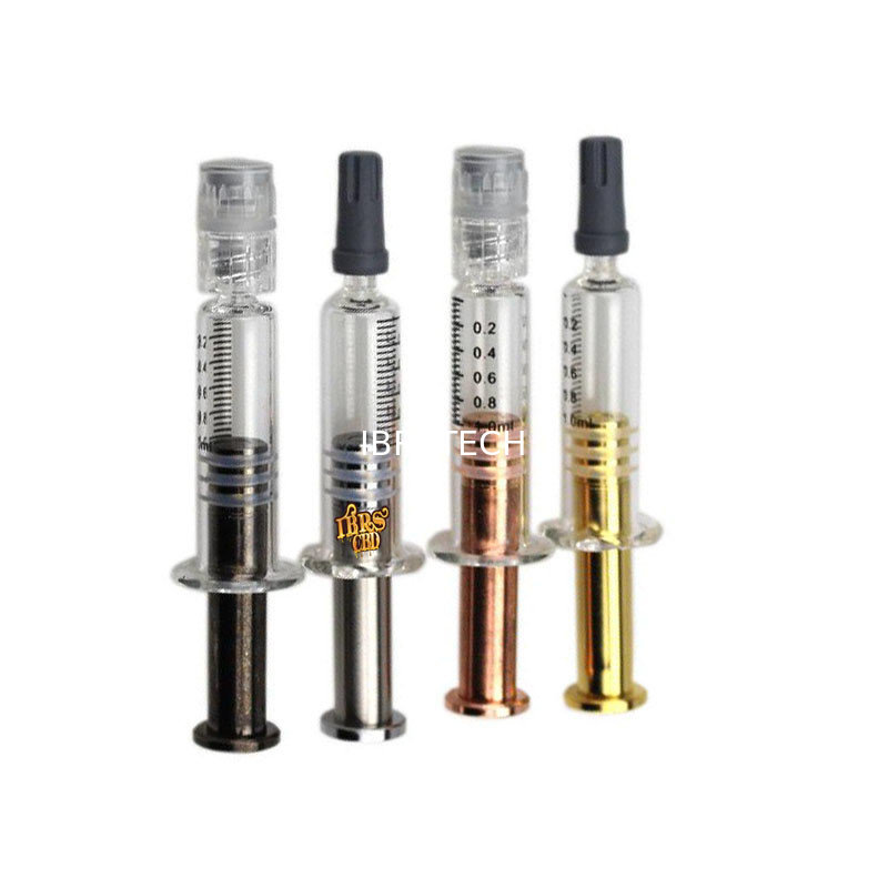 IBRSCBD Prefilled luer lock 1ml cbd oil metal glass syringe disposable glass thick oil medical syringe