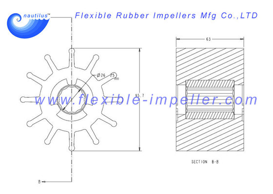 Raw Water Pump Flexible Rubber Impeller Replace Jabsco Impeller 17935-0001