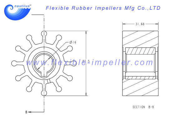 Raw Water Pump Flexible Rubber Impeller Replace Jabsco Impeller 4568-0001