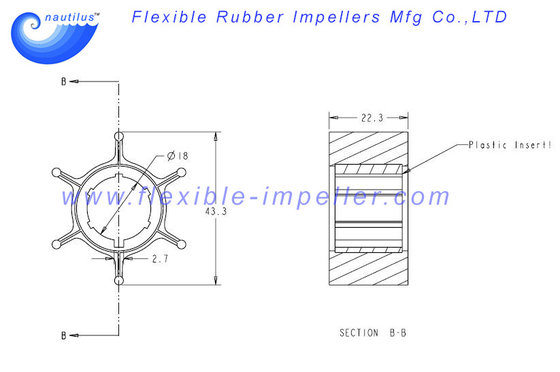 YAMAHA Outboard Impeller 655-44352-09 fit for 2 stroke 6A / P165 / 8A Neoprene