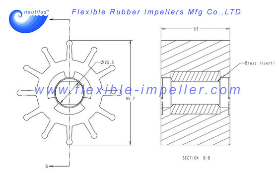 Water Pump Flexible Rubber Impeller replace Johnson 09-838S for Johnson FIP40 Pump