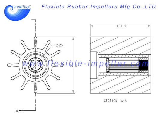 Flexible Rubber Impeller for Water Pumps Refer Johnson Impeller 09-705BT-1