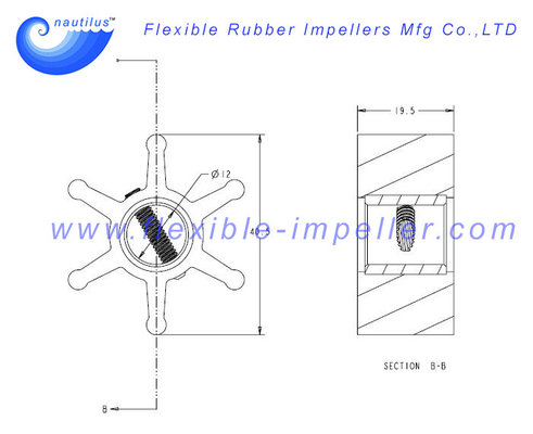 Flexible Rubber Impeller for Marine Engine Raw Water Pumps Replace Johnson Impeller 09-808B fit F35B Pumps