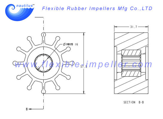 Water Pump Flexible Rubber Impeller Replace Johnson Impeller 09-1027B Fit for Johnson F5 Pumps