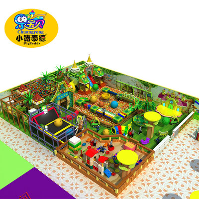 Preschool Kids Indoor Playground Equipment PVC Foam Wooden Material