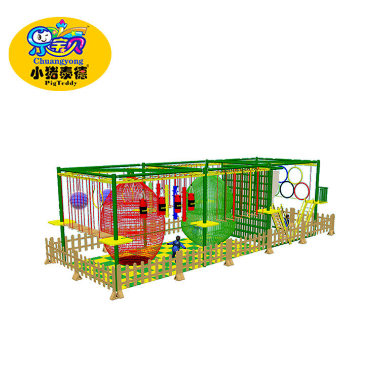 Kindergarten Rope Playground Equipment Custom Kids Indoor Play Wooden Rope Course