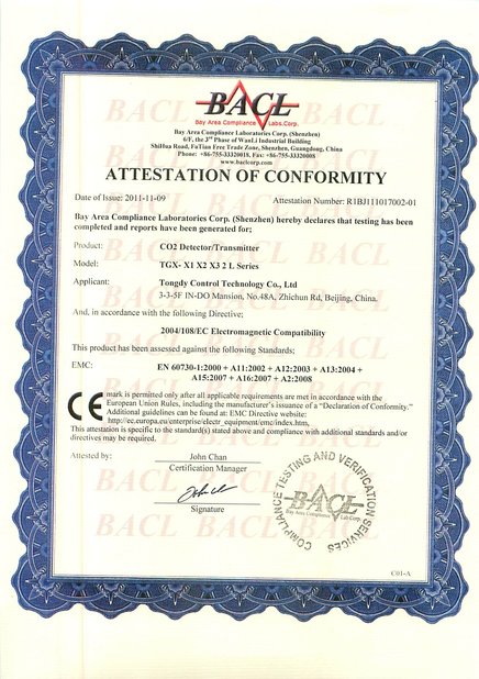 China Tongdy Sensing Technology Corporation certificaciones