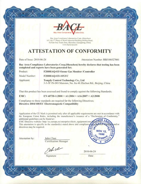 China Tongdy Sensing Technology Corporation certificaciones