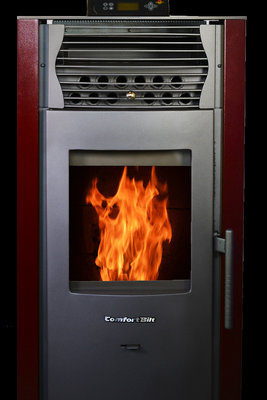 Decorative Style Indoor Pellet Stove For Family Heating Round / Flat Side Panel