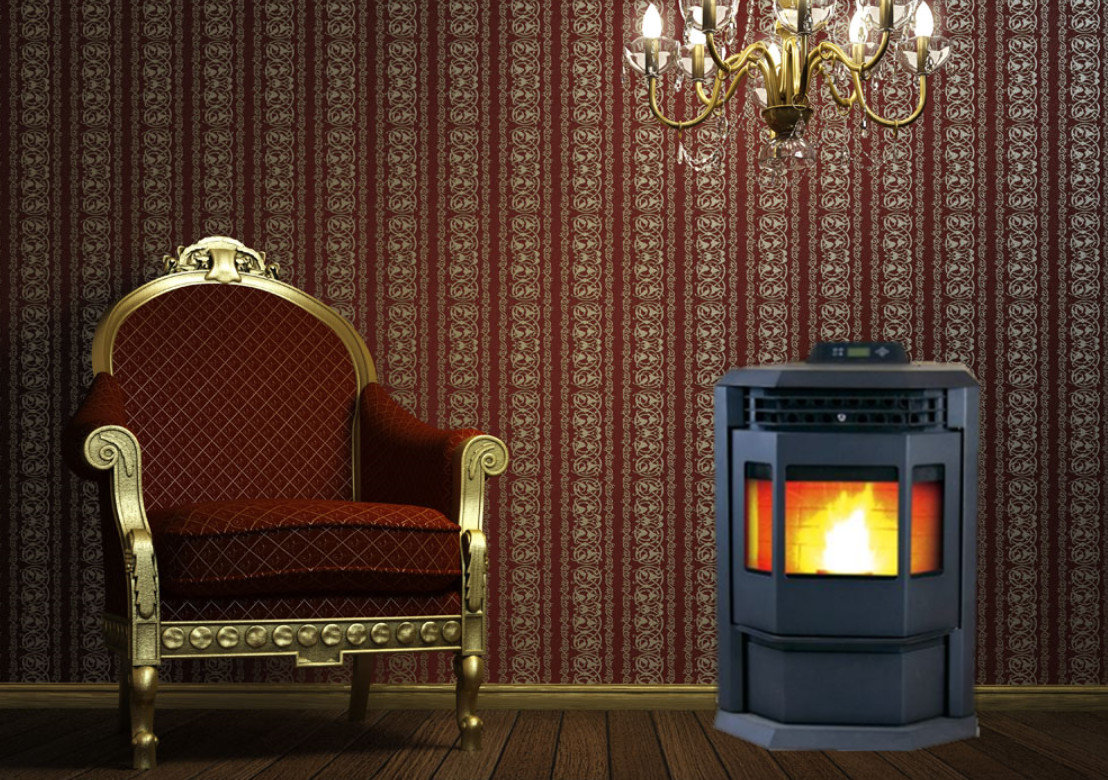 High Heat Output Indoor Pellet Stove With Smart Control Steel Coating Material