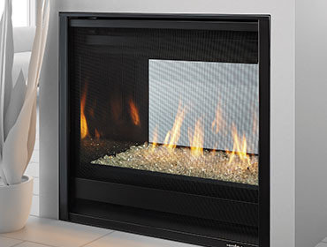 Double Sided Gas Fireplace 36 Inches / See Through Gas Fireplace Black Grey Color
