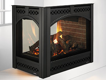 Contemporary Three Sided Gas Fireplace Direct Vent With Special Corner Design