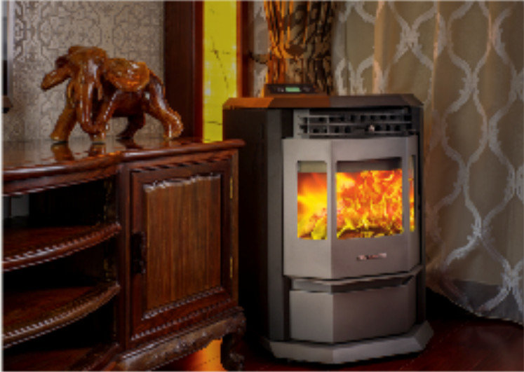 High Efficiency Wood Burning Boiler Stove Remote Control Red / Grey / Black Color