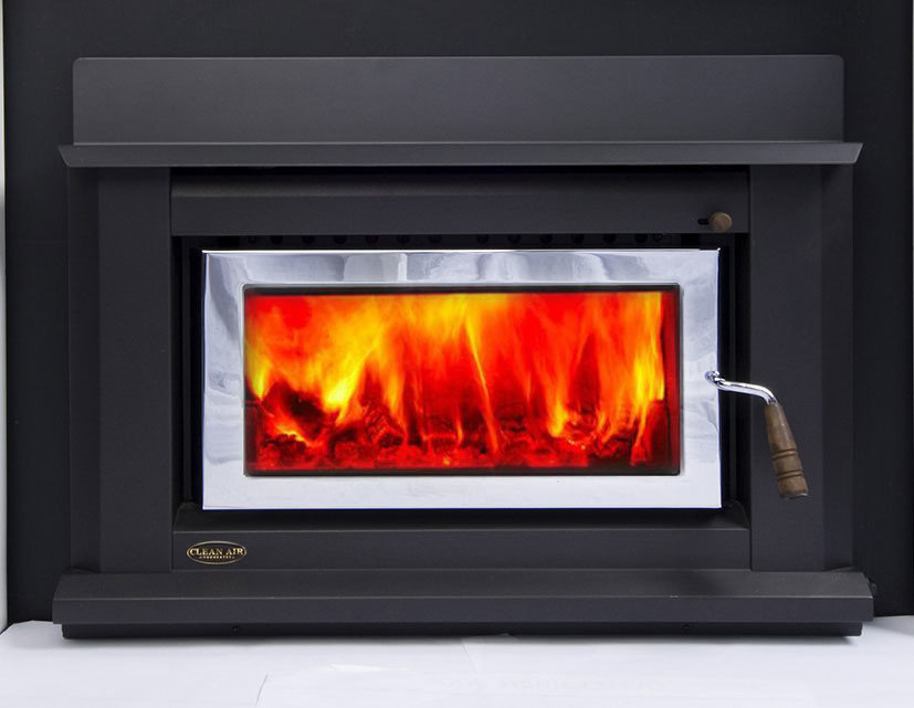 High Efficiency Wood Fireplace Indoor , Metalick Black Wood Burning Insert Fireplace