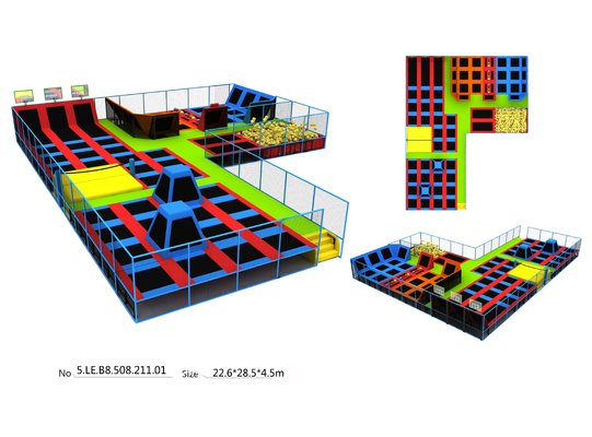 Amazing Colorful 728M2 Big Indoor Trampoline Park Equipment with Dodge Ball