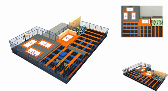 520M2 Hot Sell in China Professional Trampoline/  Big Colorful Customized Indoor Trampoline Park