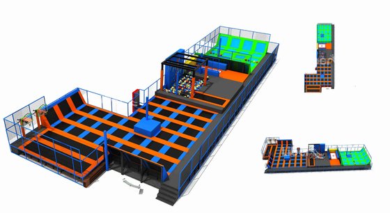 858M2 Commercial Amusement Trampoline Park with Climbing Wall/ Trampoline Park Made in China