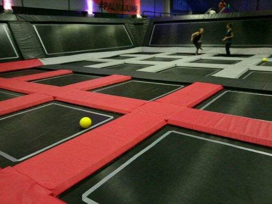 760M2 China Supply Large Springfree Trampoline with Safety Enclosure /Super Mall  Gymnastic Trampoline