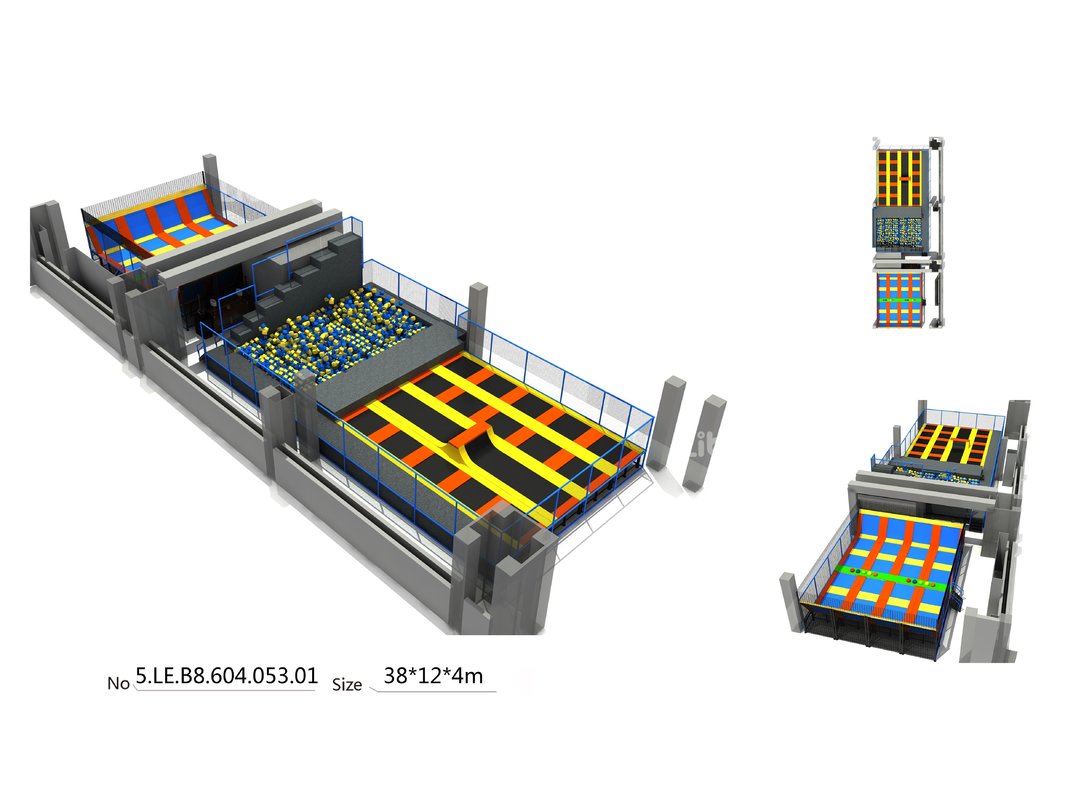 456M2 Chinese Large Indoor Trampoline Park For Rent/ Kids Trampoline Bed/ Indoor Jumping Bed
