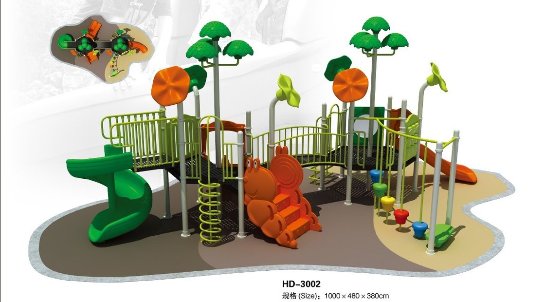 Kindergarten  Pre-school Large Outdoor Playground Plant Theme Children Plastic Slides Playground Equipment