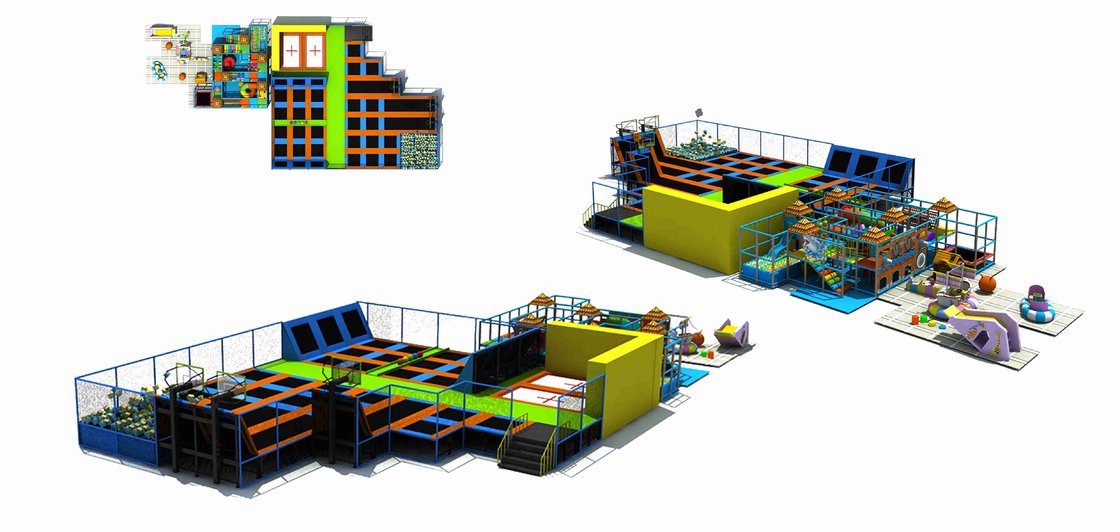 760M2 China Supply Large Springfree Trampoline with Safety Enclosure /Super Mall  Gymnastic Trampoline