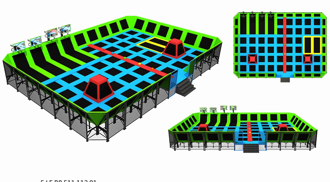 389M2 Big Spring Trampoline with Basketball Game Large Springfree Trampoline with Safety Enclosure