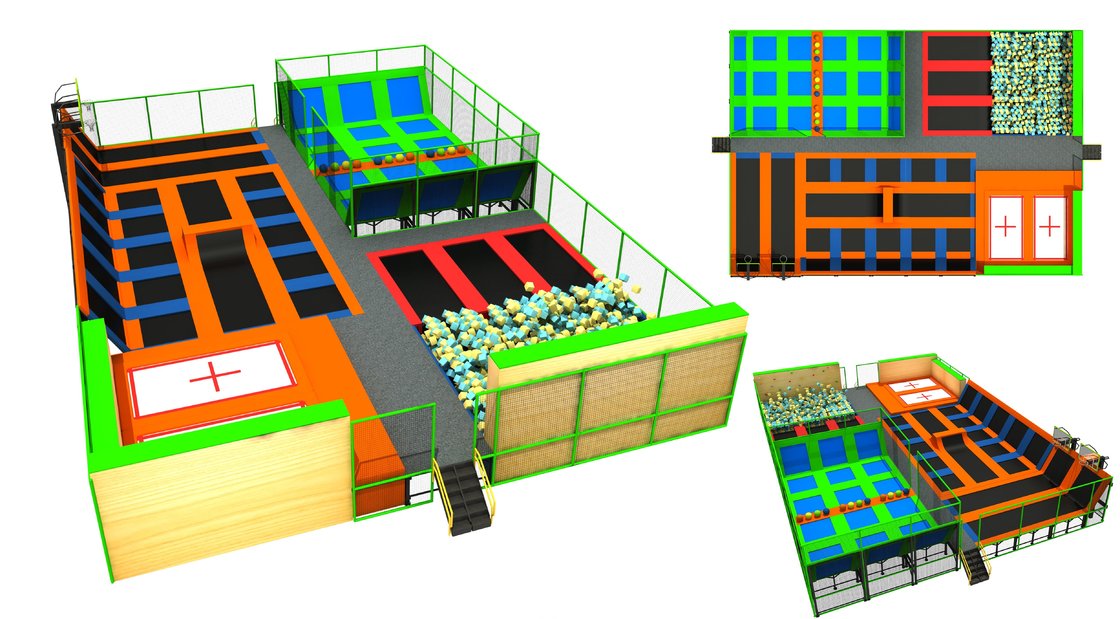398M2 Big Indoor Trampoline Center Discount Large Children Trampoline with Professional Jumping Zone