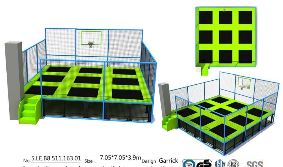 49M2 China Factory Price Wholesale Square Small Trampoline with Basketball Game