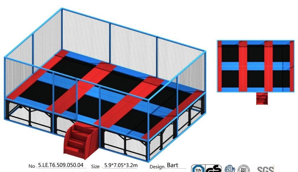 Chinese Senjun 41M2 Kids Indoor Bungee Park/ Indoor Gymnastic Trampoline/ Trampoline Park for Super Mall