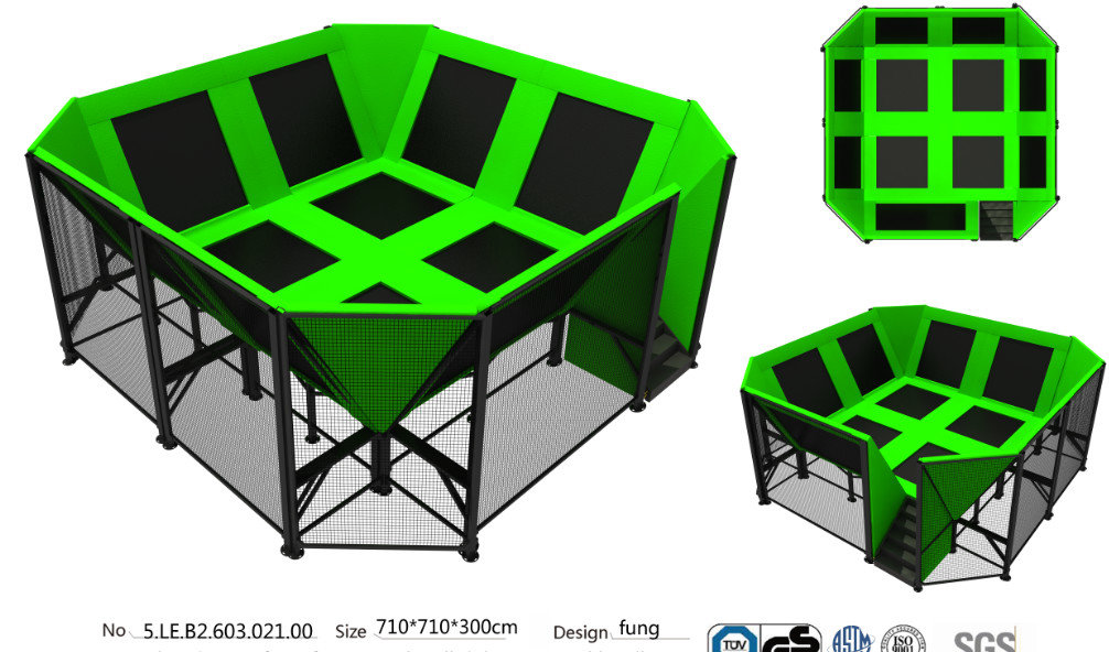 50M2  China Supplier Big Gymnastic Jumping/ Commercial Indoor Trampoline Park/ TUV Kids Jumping Bed