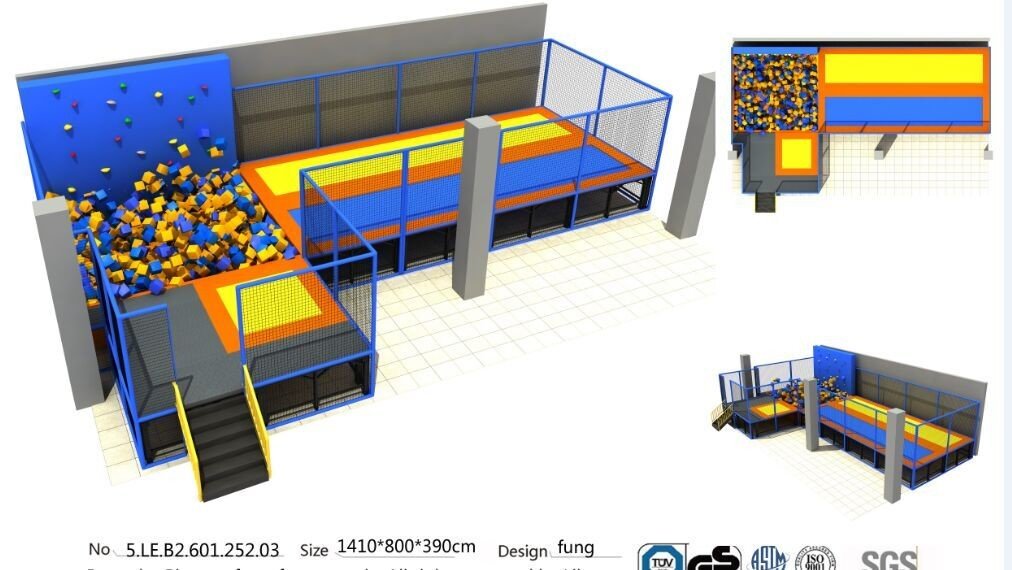 Senjun 112M2 Large Indoor Trampoline Park/ China  Bungee Park With Clambing Wall for Commercial