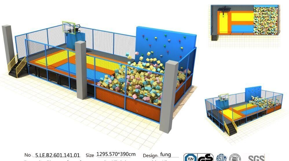73M2 Small Size Indoor Trampoline Park with Basketball Game/ Chinese Trampoline with Foam Pit