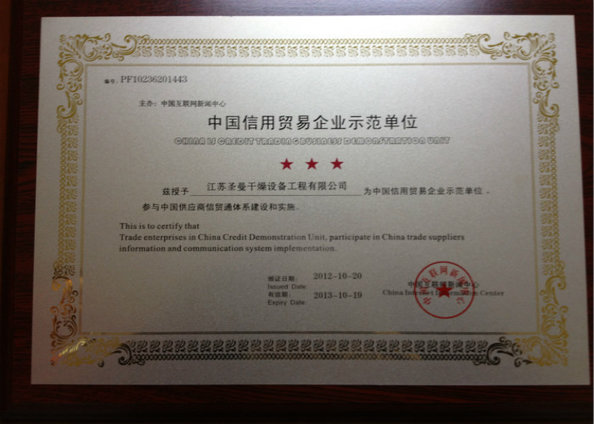 China JIANGSU SHENGMAN DRYING EQUIOMENT ENGINEERING CO.,LTD zertifizierungen
