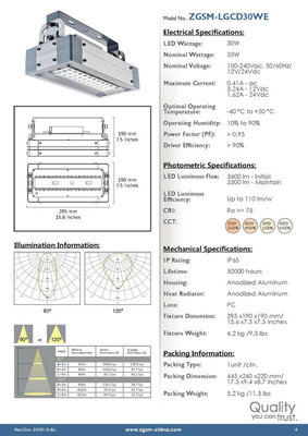 35W Industrial LED High Bay Lights Lamp Anodized Aluminum With 3600 lm