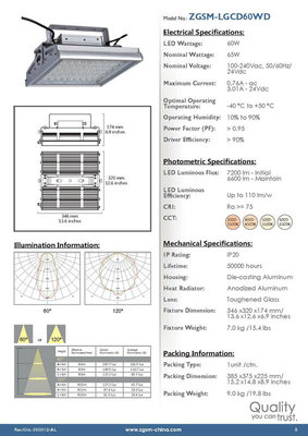 Waterproof 220v High-Bay LED Lights 7200lm , High Brightness LED