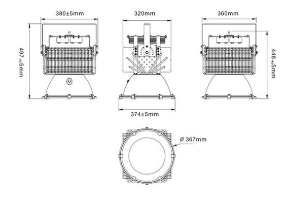 Dimmable 400watt 40000lm high bay led light bulbs for Yard , Station , Stadium