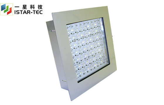 High Power 40pcs Bridgelux Square Led Canopy Light Fixtures 50w , White / Grey