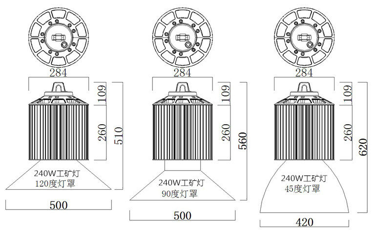 85V - 265V 240w LED High Bay Lights CE / RoHS , High Lumen LED Light