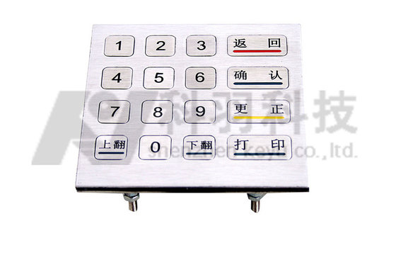 Silver Mini Metal Numerical Keypad , Kiosk 16 Flat Flush Key